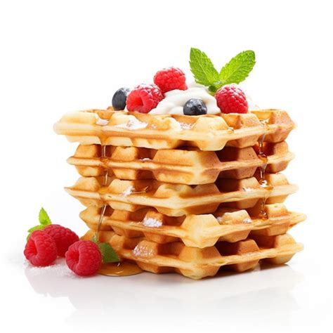 Waffles With White Background High Quality Ultra Hd Premium Ai