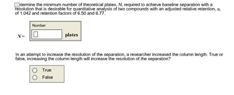 Solved Determine The Minimum Number Of Theoretical Plates Chegg Com