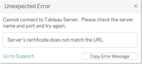 I Am Unable To Connect Tableau Desktop With Server Error Message Says