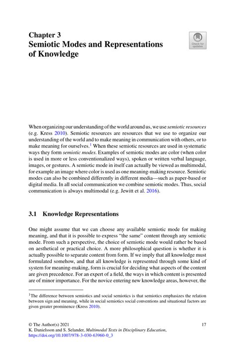 PDF Semiotic Modes And Representations Of Knowledge