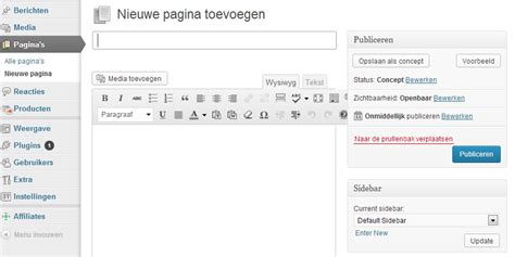 Wordpress Widget Simple Page Sidebars