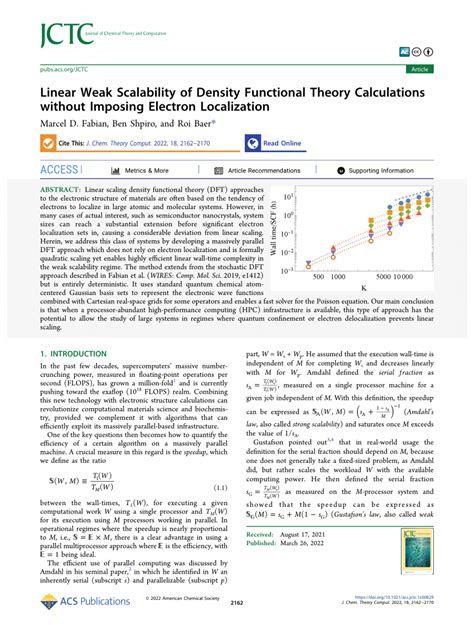 Pdf Linear Weak Scalability Of Density Functional Theory Calculations