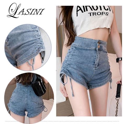 กางเกงยีนส์ขาสั้น กระโปรงปลอมสองชิ้นของผู้หญิงเอวสูงเกาหลี ใหม่กางเกงขาสั้นป้องกันความล้มเหลวแบบ