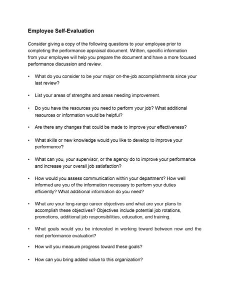 50 Self Evaluation Examples Forms And Questions ᐅ Templatelab