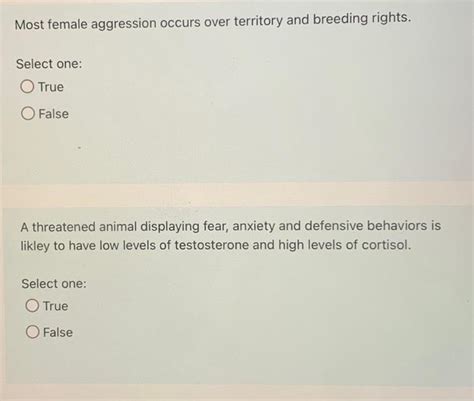 Solved Most female aggression occurs over territory and | Chegg.com