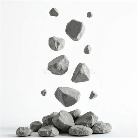 Falling Rocks On White Background Stone Rock Debris Explosion Stock