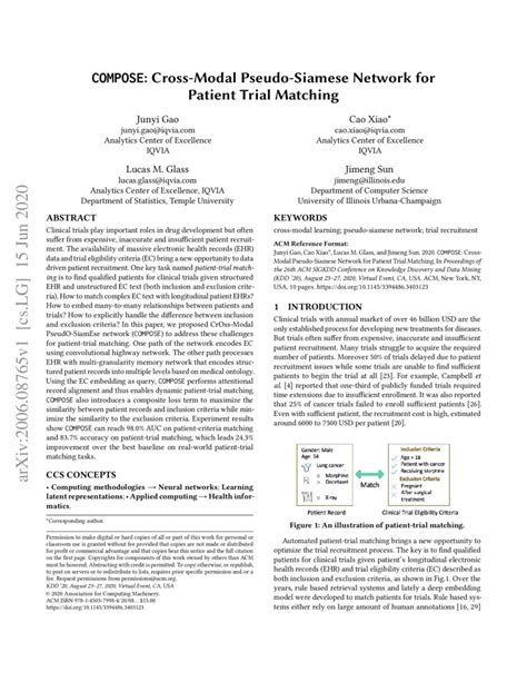 Compose Cross Modal Pseudo Siamese Network For Patient Trial Matching Deepai