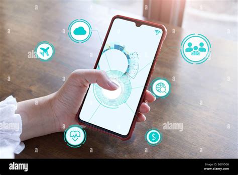 IoT Internet Of Things Development Concept The Hand Touch Screen Smartphone To Show The Concept