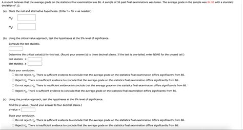 Solved Compute The Test Statistic Determine The Critical Chegg