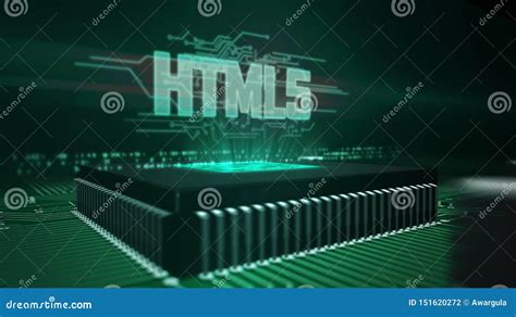 Cpu On Board With Html5 Hologram Stock Illustration Illustration Of