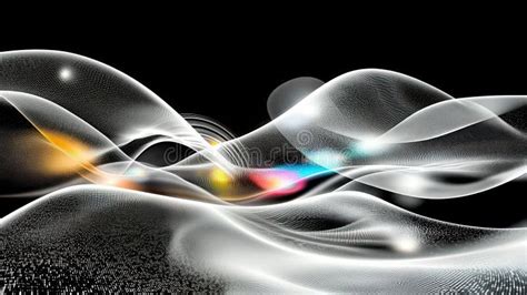 Abstract Waves Of Light And Color On A Black Background Creating A Dynamic Visual Effect Stock