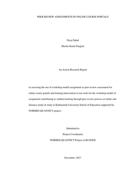 Pdf Peer Review Assignments In Online Course Portals
