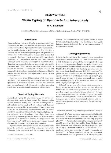 Pdf Strain Typing Of Mycobacterium Tuberculosis Dokumentips