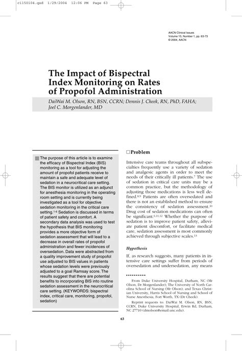 Pdf The Impact Of Bispectral Index Monitoring On Rates Of Propofol Administration