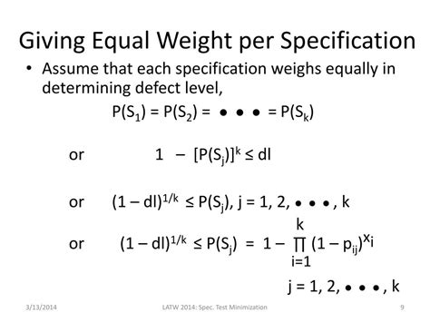 Ppt Specification Test Minimization For Given Defect Level Powerpoint
