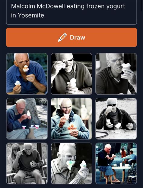 British Actor Malcolm Mcdowell Eating Some Frozen Yogurt In Yosemite Rdallemini