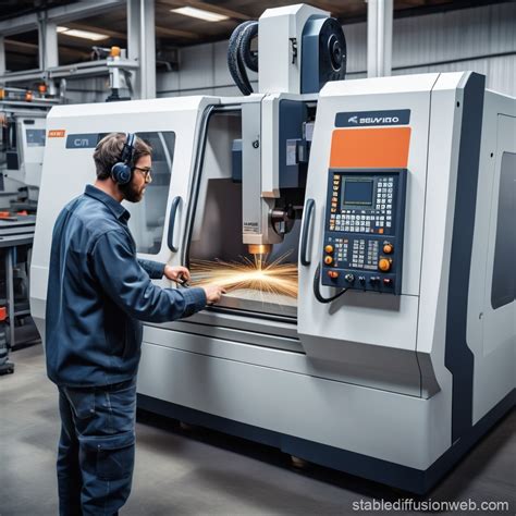 Safe CNC Machine Operation Scenario Stable Diffusion Online