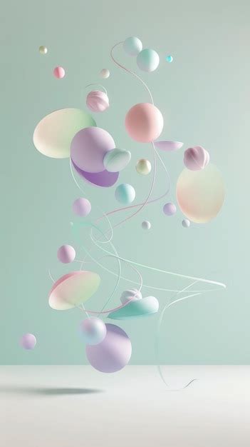 Mesmerizing floating elements in flight against a minimalist background 3D style isolated flying ...
