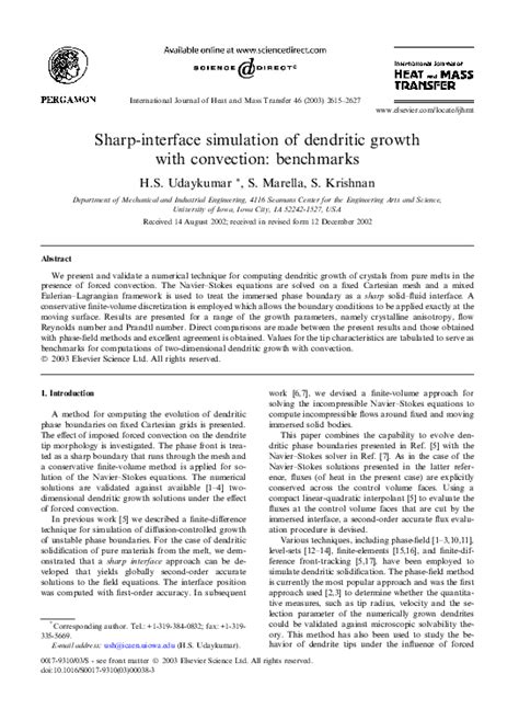 pdf sharp interface simulation of dendritic growth with convection