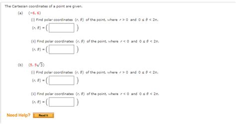 solved the cartesian coordinates of a point are given a