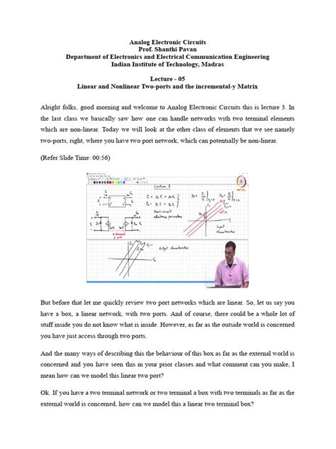 linear and nonlinear two ports and the incremental y matrix lecture 5