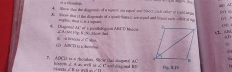 Show That The Diagonals Of A Square Are Equal And Bisect Each Other At