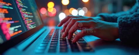 Person Coding Typing On Laptop At Night Website Content Management