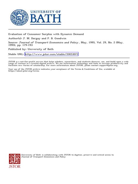 Evaluation Of Consumer Surplus With Dynamic Demand Pdf Demand Elasticity Economics