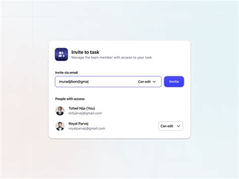invite to task modal by tofael islam on dribbble
