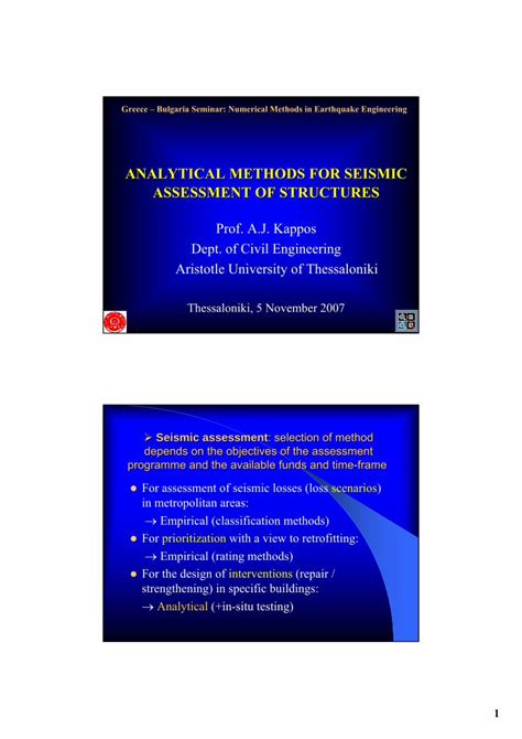 Pdf Analytical Methods Seismic Assessment 2007 Teelibrary Tee Gr
