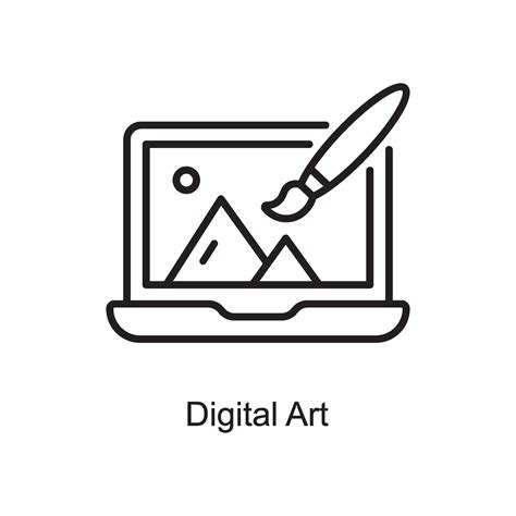 Digital Art Vector Outline Icon Design Illustration Art And Crafts Symbol On White Background