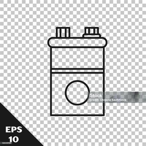 투명 한 배경에 격리 된 검은 선 자동차 배터리 아이콘입니다 축압기 배터리 에너지 전력 및 전기 축압기 배터리 벡터 일러스트레이션 0명에 대한 스톡 벡터 아트 및 기타