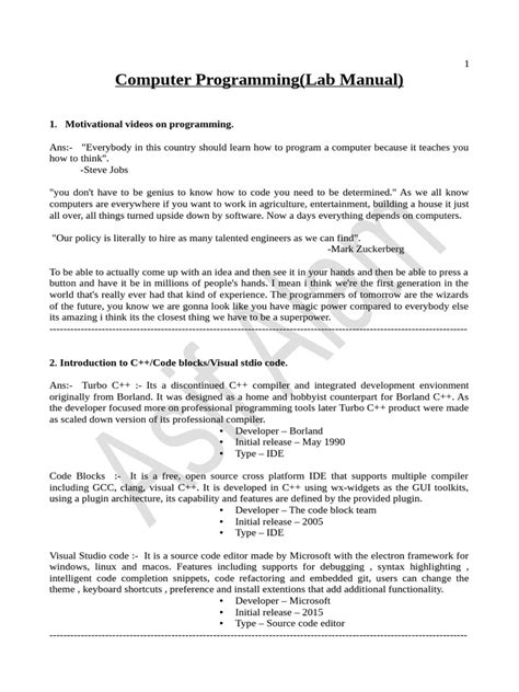Computer Programming Lab Manual Pdf Pdf Integrated Development