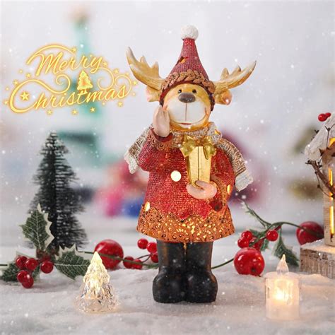 118 Inch Christmas Moose Holding T Decor Moose Figurines Hand