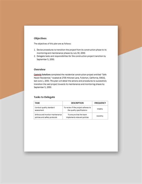 Project Transition Control Plan Template In Word Google Docs Pages Download Template Net