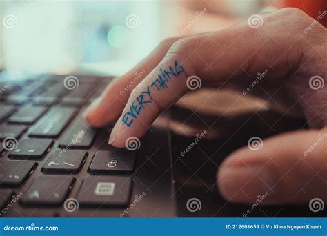 Ctrl Keyboard Control Everything Finger Pressed Down On The Keyboard On Laptop Stock Image