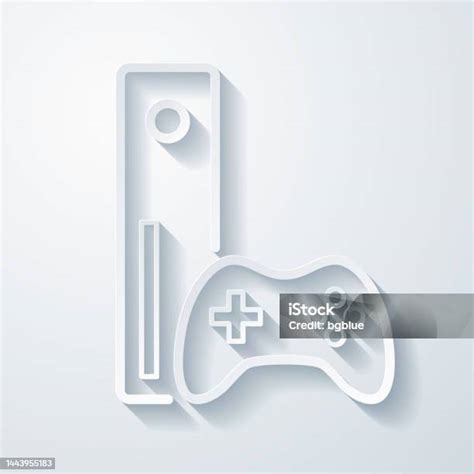 게임 패드가있는 게임 콘솔 빈 배경에 종이 잘라내기 효과가 있는 아이콘 3차원 형태에 대한 스톡 벡터 아트 및 기타 이미지 3차원 형태 Brand Name Video