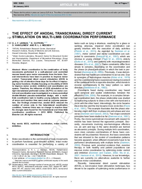 Pdf The Effect Of Anodal Transcranial Direct Current Stimulation On