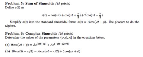 Solved Problem 5 Sum Of Sinusoids 15 Points Define Zt