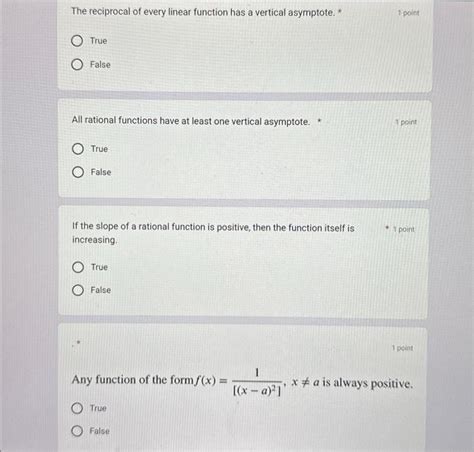 Solved The Reciprocal Of Every Linear Function Has A