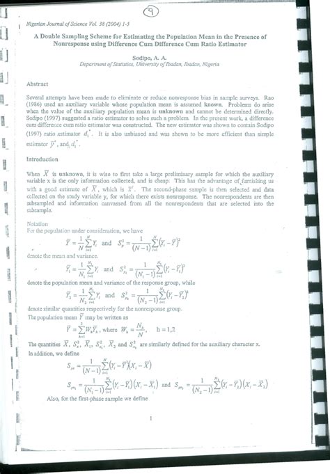 Pdf A Double Sampling Scheme For Estimating The Population Mean In