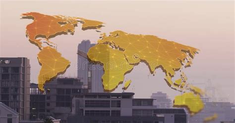 Image Of World Map And Digital Data Processing Over Cityscape Stock Image Image Of Strategy
