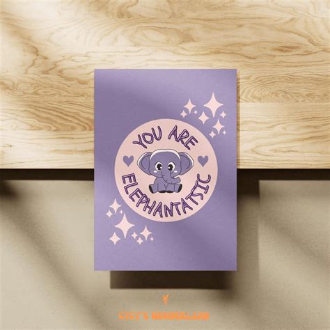 Affirmation Card You Are Elephantastic Motivation Card Print