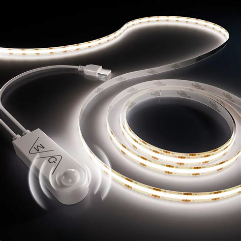 Pautix Motion Sensor Usb Cob Led Strip 3m Daylight White 6000k 5v Movement Activated Auto On Off