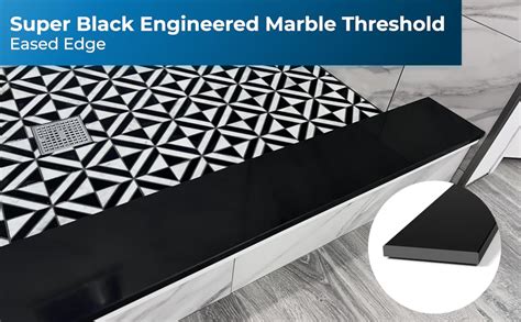Thresholdshop Super Black Engineered Marble Threshold For Shower Curb