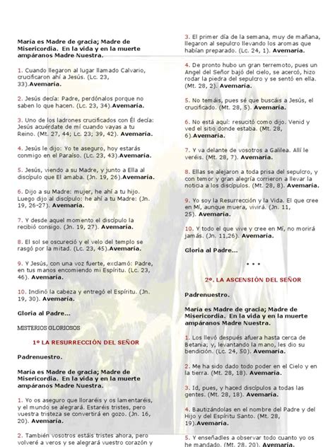 Folleto De Santo Rosario Meditado Pdf María Madre De Jesús
