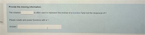 Solved Provide The Missing Informationthe Notation Is Often