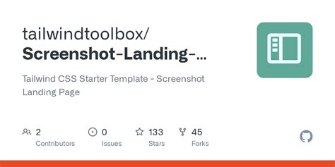 GitHub Tailwindtoolbox Screenshot Landing Page Tailwind CSS Starter Template Screenshot