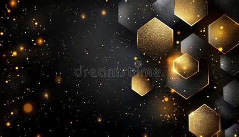 A Dark Background Showcases A Hexagonal Molecular Structure With Golden