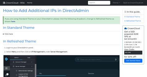 CrownCloud Wiki How To Add IP In Directadmin